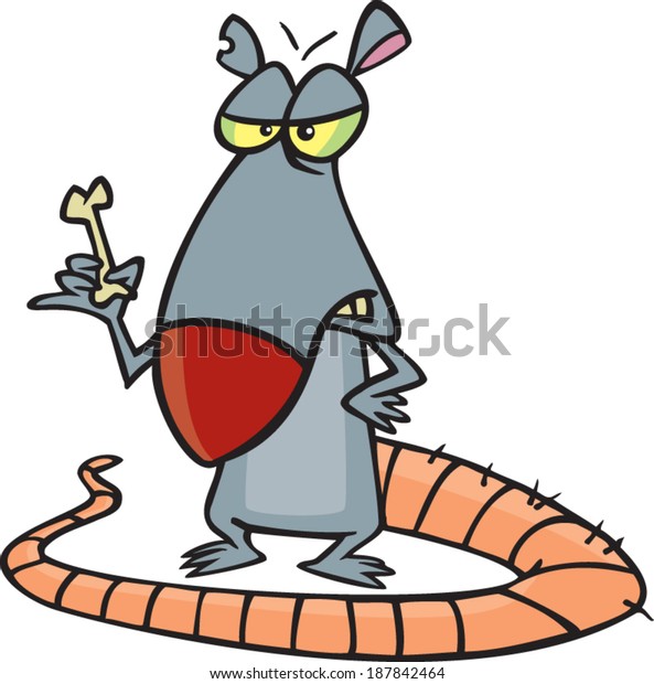 Angry Cartoon Rat Holding Bone Stock Vector (Royalty Free) 187842464