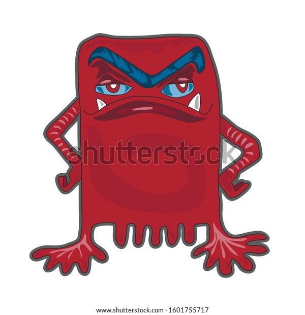 Angry Cartoon Red Monster Cute Illustration Stock Vector (Royalty Free ...