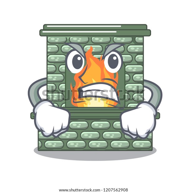 Angry Cartoon Stone Fireplace Flame Stock Vector (Royalty Free ...