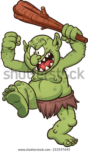 Angry Cartoon Troll Vector Clip Art Stock Vector (Royalty Free) 253597645