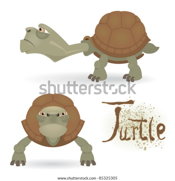 Angry Cartoon Turtle Isolated On White Stock Vector (Royalty Free) 85325305