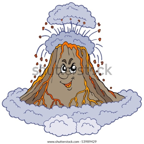 Angry Cartoon Volcano Vector Illustration Stock Vector (Royalty Free ...