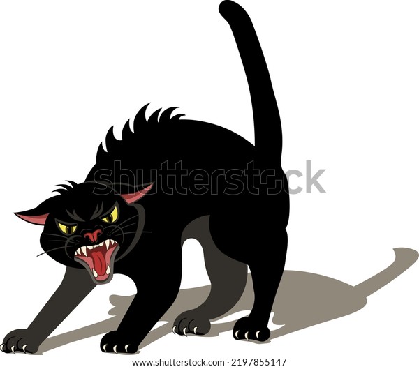 Angry Cat Hissing Isolated On White Stock Vector (Royalty Free ...