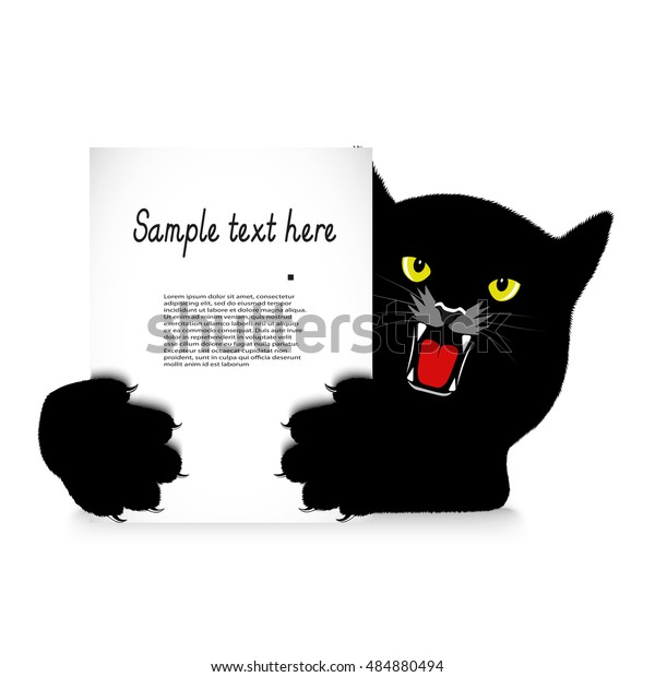 Angry Cat Holds Banner Stock Vector (Royalty Free) 484880494 | Shutterstock