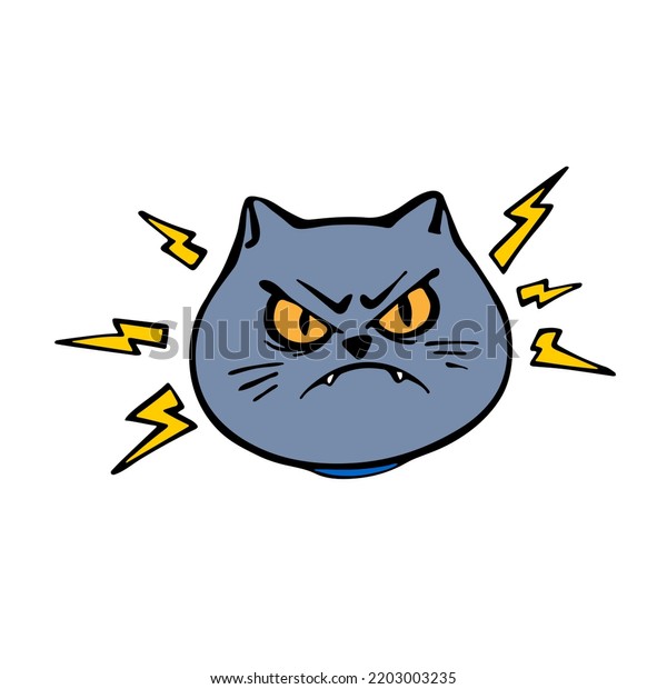 Angry Cat Lightning Bolts Big Eyes Stock Vector (Royalty Free ...