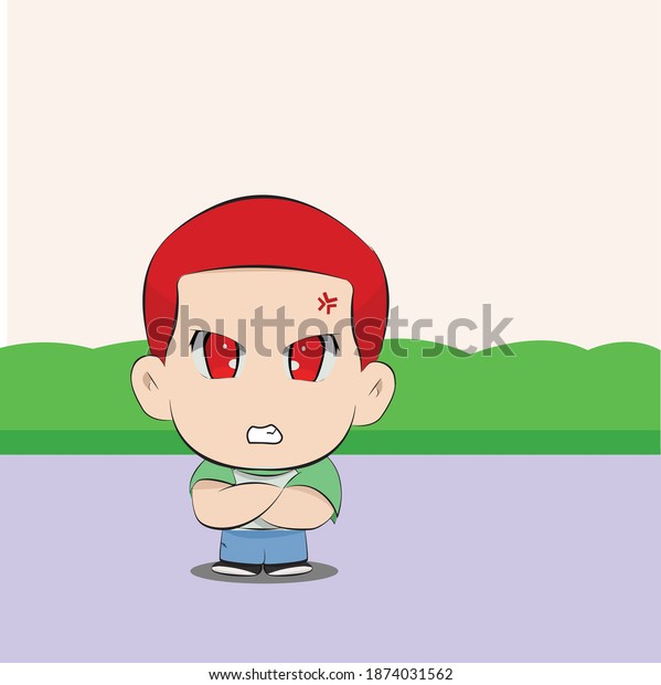 Angry Chibi Cartoon Character Angry Face Stock Vector (Royalty Free ...