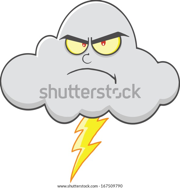 Angry Cloud Lightning Cartoon Mascot Character Stock Vector (Royalty ...