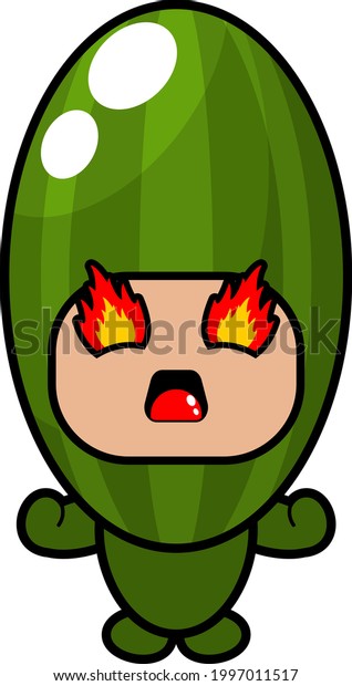 Angry Cucumber Vegetable Vector Cartoon Character Stock Vector (Royalty ...