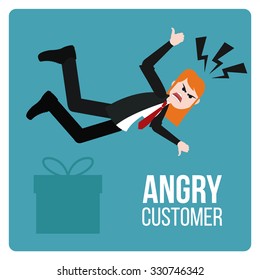 Angry Customer Illustration Over Blue Color: เวกเตอร์สต็อก (ปลอดค่า ...