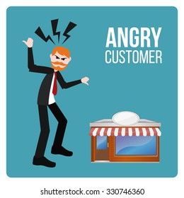 Angry Customer Illustration Over Blue Color Stock Vector (Royalty Free ...
