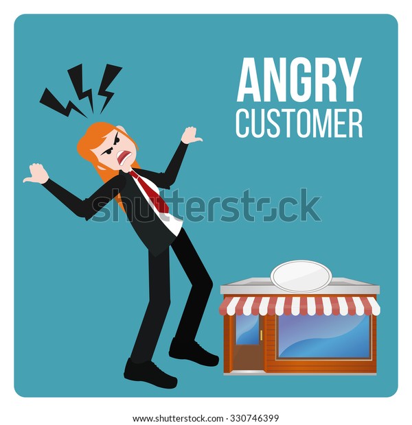 Angry Customer Illustration Over Blue Color Stock Vector (Royalty Free ...