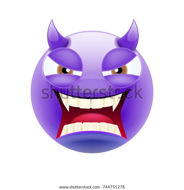 Angry Devil Emoticon Frown Open Mouth: เวกเตอร์สต็อก (ปลอดค่าลิขสิทธิ์ ...