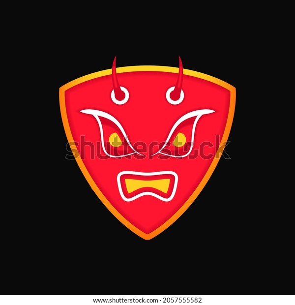 Angry Devil Shield Illustration Red Black Stock Vector (Royalty Free ...