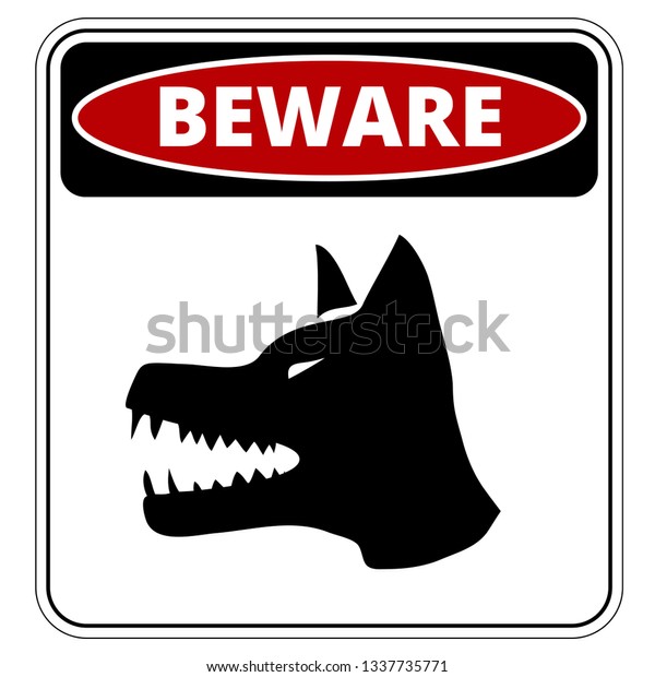 Angry Dog Red Danger Sign Vector: vector de stock (libre de regalías ...