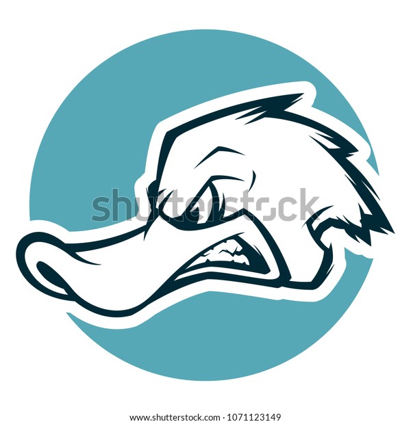 Angry Duck Head Mascot Bw Version Stock Vector (Royalty Free ...