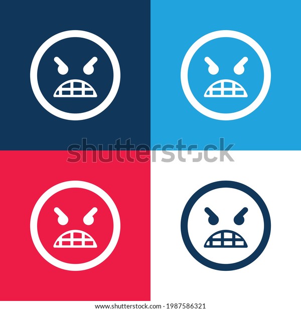 Angry Emoticon Face Blue Red Four Stock Vector (Royalty Free ...