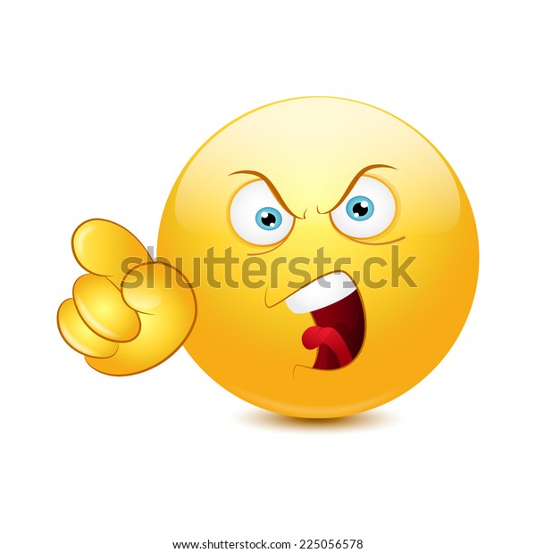Angry Emoticon Pointing Accusing Finger Vector: เวกเตอร์สต็อก (ปลอดค่า ...
