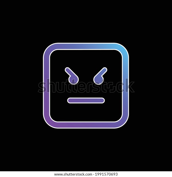 Angry Emoticon Square Face Blue Gradient 库存矢量图（免版税）1991570693 ...