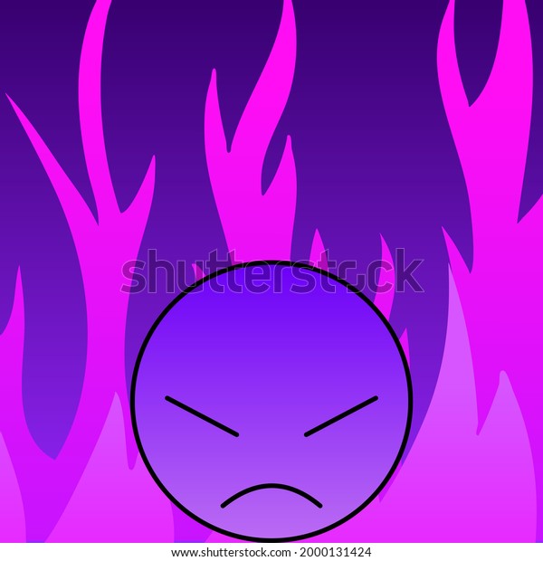 Angry Emotion Face Purple Fire Stock Vector (Royalty Free) 2000131424 ...
