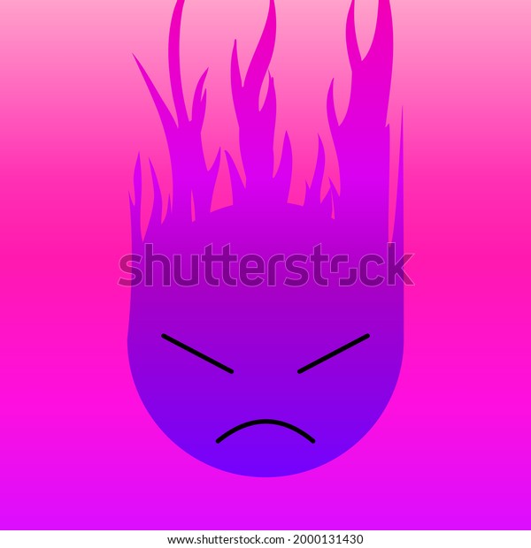 Angry Emotion Face Purple Fire Stock Vector (Royalty Free) 2000131430 ...