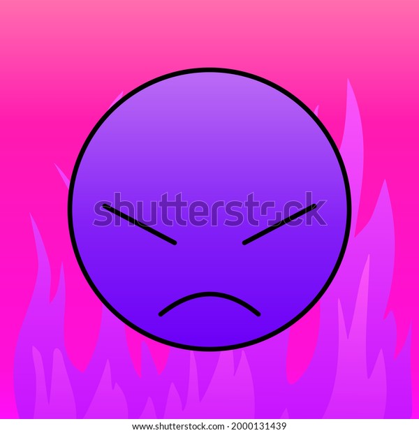 Angry Emotion Face Purple Fire Stock Vector (Royalty Free) 2000131439 ...