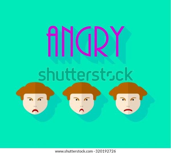 Angry Emotion Faces Set Vector Illustration: เวกเตอร์สต็อก (ปลอดค่า ...