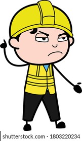Angry Engineer Cartoon One Hand Raised Stock Vector (Royalty Free ...