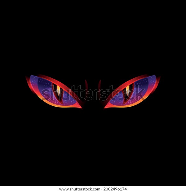 Angry Evil Eyes Glowing Red Purple Stock Vector (Royalty Free ...