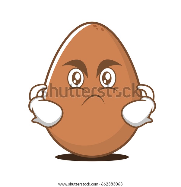Angry Face Egg Cartoon Character Vector 스톡 벡터(로열티 프리) 662383063 ...