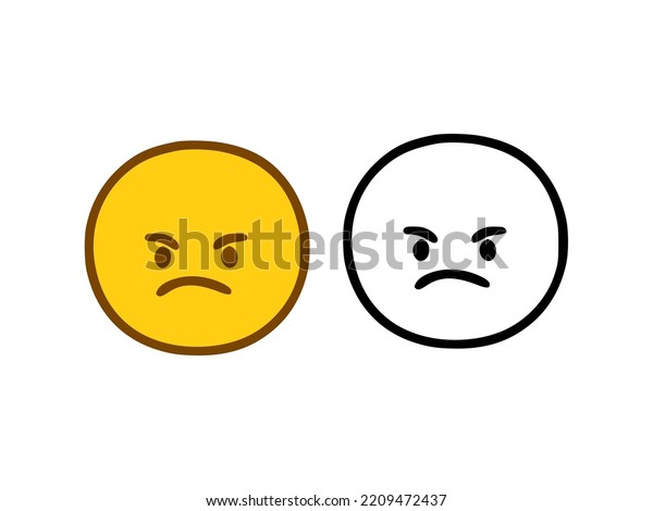 Angry Face Emoticon Doodle Style Isolated Stock Vector (Royalty Free ...