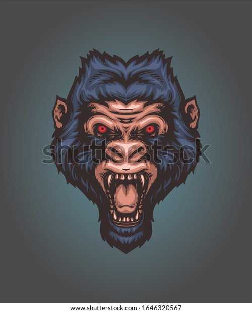 Angry Face Gorilla Stock Vector (Royalty Free) 1646320567 | Shutterstock