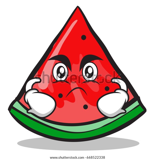 Angry Face Watermelon Cartoon Character Vector 스톡 벡터(로열티 프리) 668522338 ...