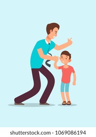 Angry Father Yells Upset Scared Child Stock Vector (Royalty Free ...