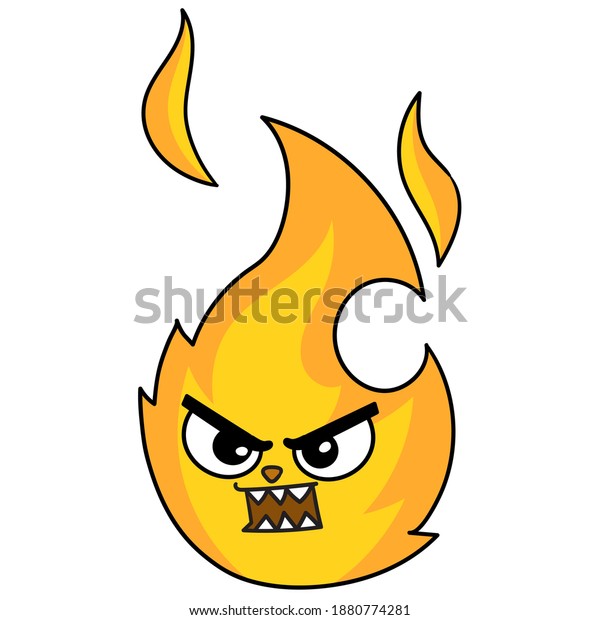 Angry Fire Emoticon Burning Doodle Icon Stock Vector (Royalty Free ...