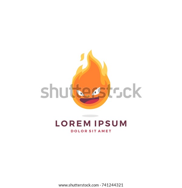 Angry Flame Fire Head Mascot Character Stock Vector (Royalty Free ...