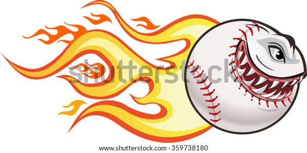 「Angry Flaming Screaming Baseball Vector Drawing」のベクター画像素材（ロイヤリティフリー ...