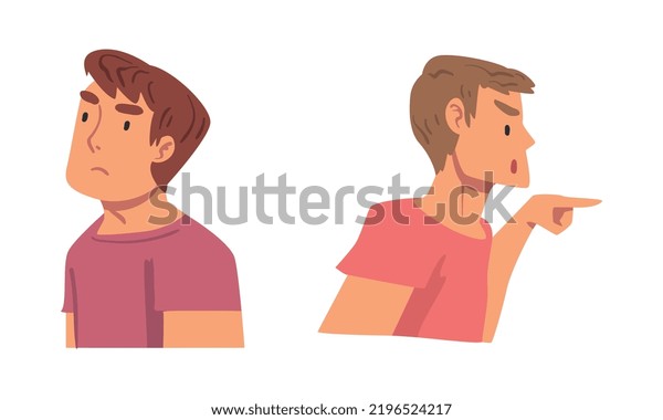 Angry Frowning Man Character Expressing Distaste Stock Vector (Royalty ...