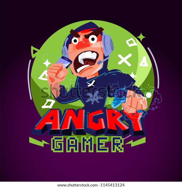 Angry gamer logo. gamer logo concept - vector illustration