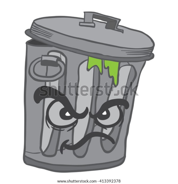 Angry Garbage Can Cartoon Illustration Isolated Stock Vector (Royalty ...