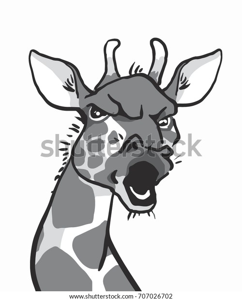 Angry Giraffe Isolated White Background Emotion: เวกเตอร์สต็อก (ปลอดค่า ...