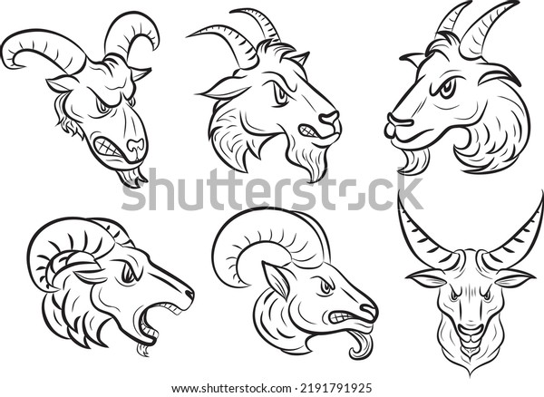 Angry Goat Mascot Hand Drawing: เวกเตอร์สต็อก (ปลอดค่าลิขสิทธิ์ ...