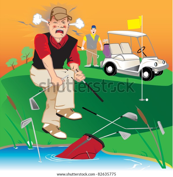 Angry Golfer Stock Vector (Royalty Free) 82635775