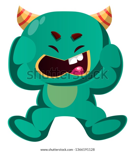 Angry Green Monster Vector Illustration Stock Vector (Royalty Free ...