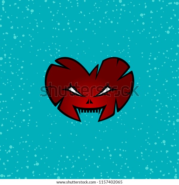 Angry Heart Shaped Monster Icon Sign Stock Vector (Royalty Free ...