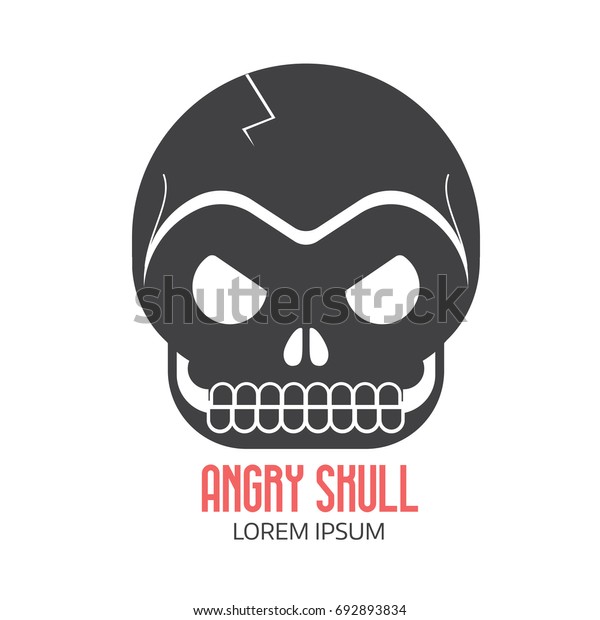 Angry Human Skull Logo Label Template Stock Vector (Royalty Free ...