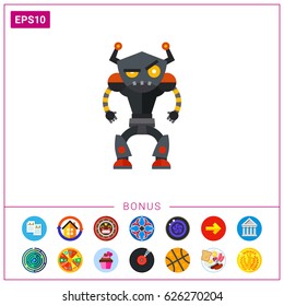 Angry Humanoid Robot Icon: vector de stock (libre de regalías) 690055117