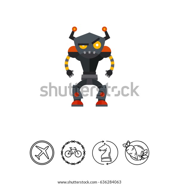 Angry Humanoid Robot Icon Stock Vector (Royalty Free) 636284063 ...