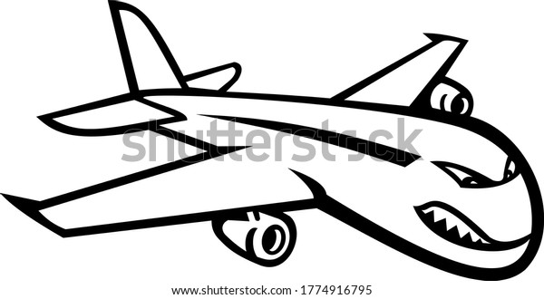 Angry Jumbo Jet Plane Flying Mascot Stock Vector (Royalty Free ...