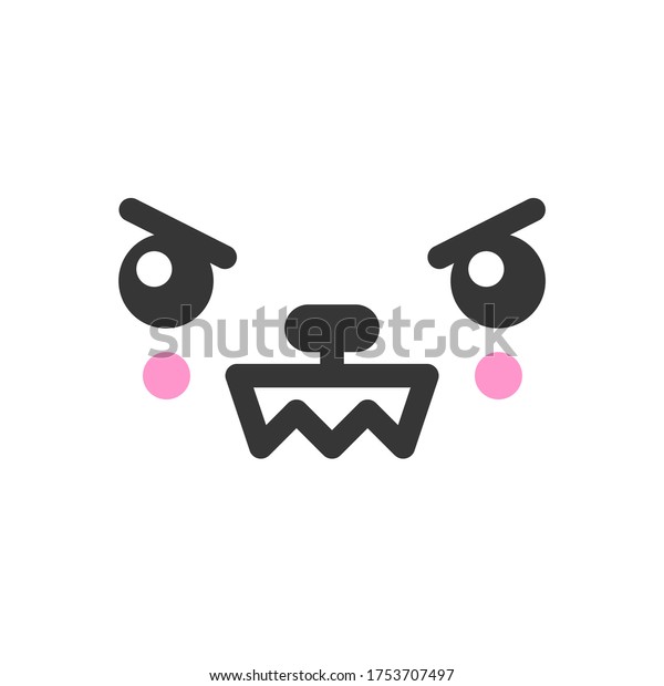 Angry Kawaii Cute Emotion Face Emoticon Stock Vector (Royalty Free ...