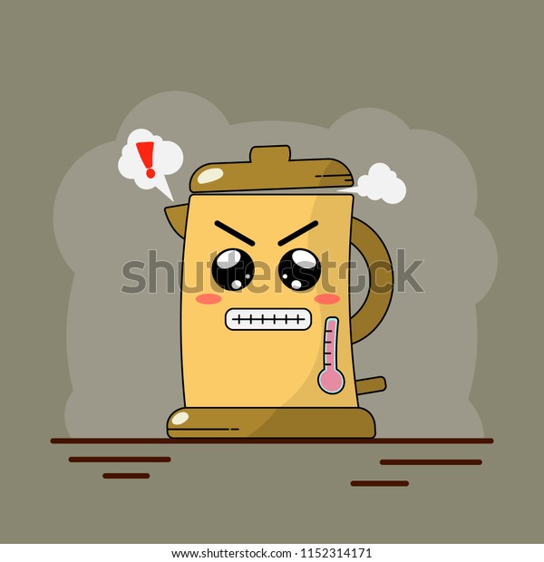 Angry Kettle Boiling Steam Coming Vector Stock Vector (Royalty Free ...